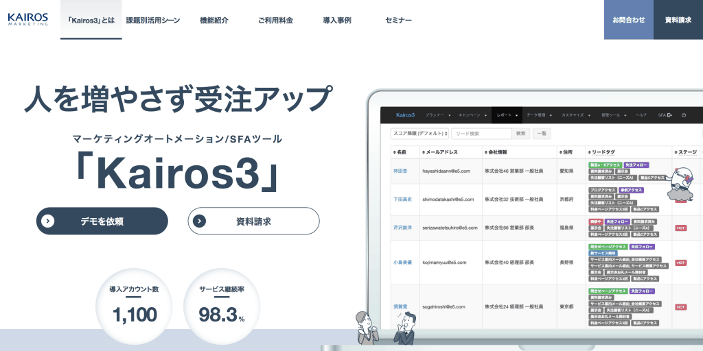 Kairos3とは？営業機会の損失を防ぐMAツールを紹介｜特徴・機能・事例・費用 | QEEE